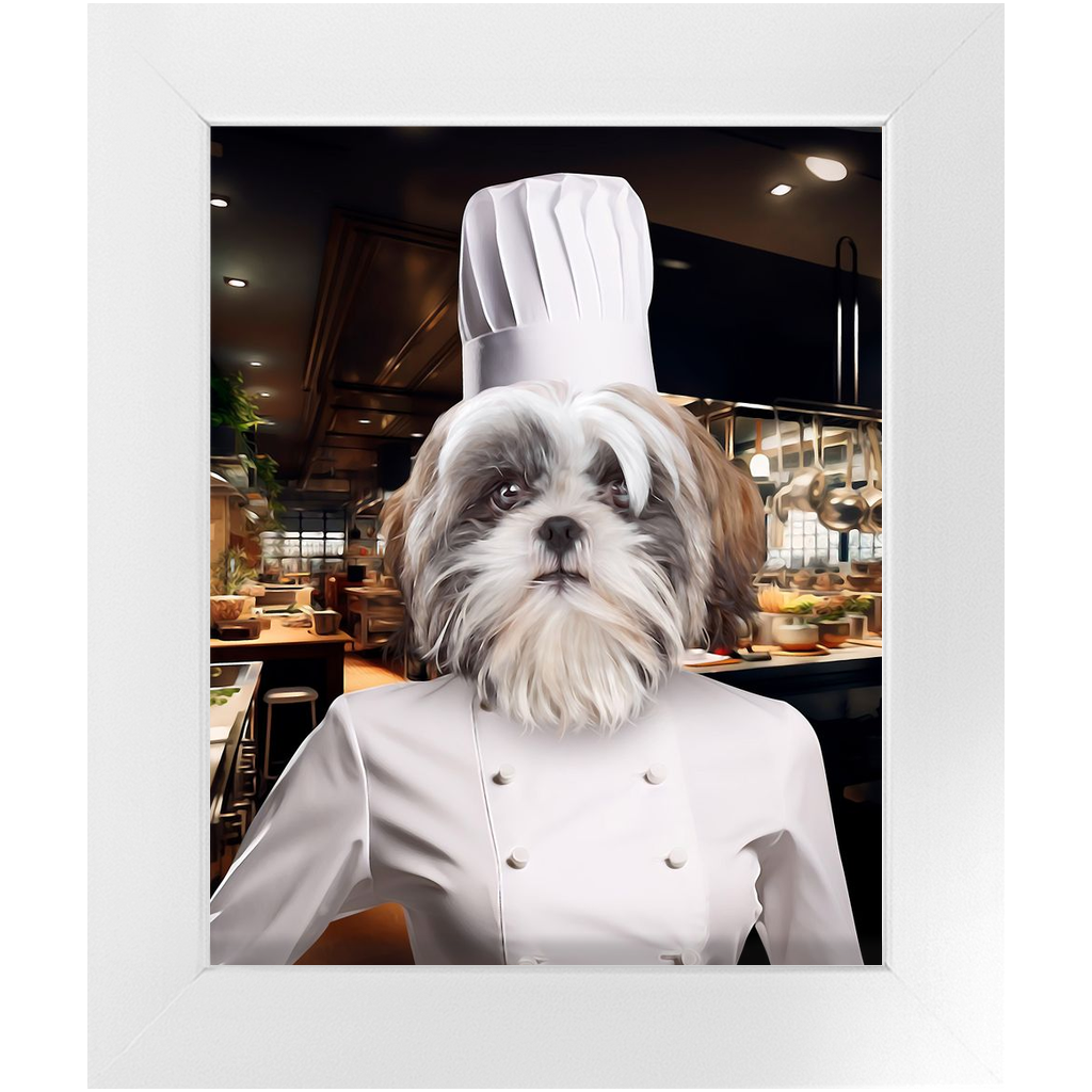 CHEF'S KISS - Chef & Cook Inspired Custom Pet Portrait Framed Satin Pa ...