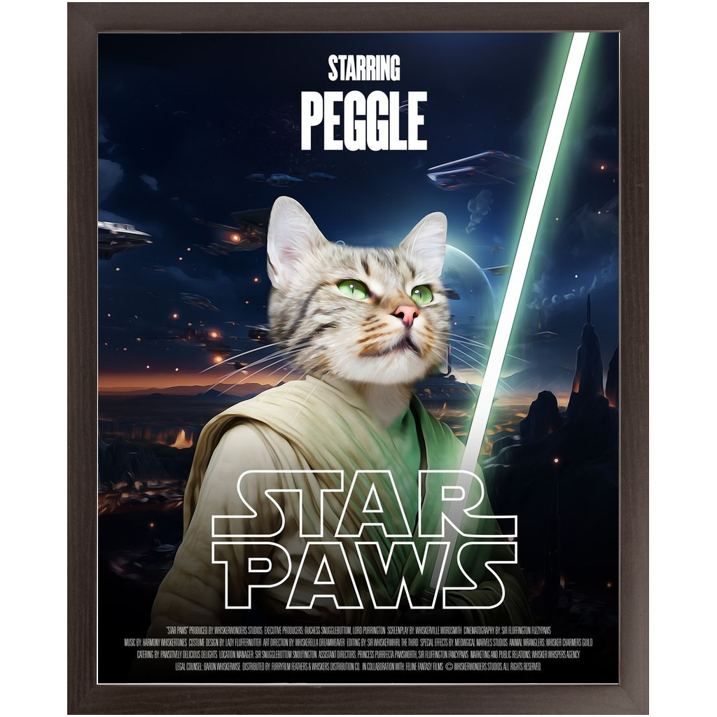 STAR PAWS Movie Poster - Star Wars Inspired Custom Pet Portrait Framed ...