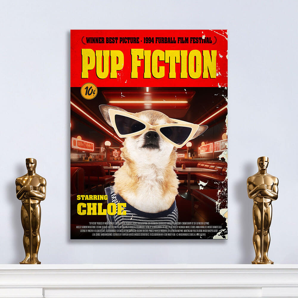 PUP FICTION Movie Poster - Pulp Fiction Inspired Custom Pet Portrait C ...