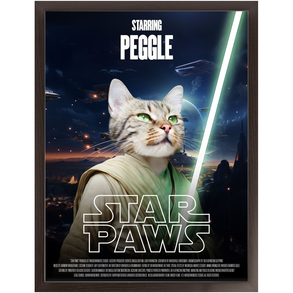STAR PAWS Movie Poster - Star Wars Inspired Custom Pet Portrait Framed ...