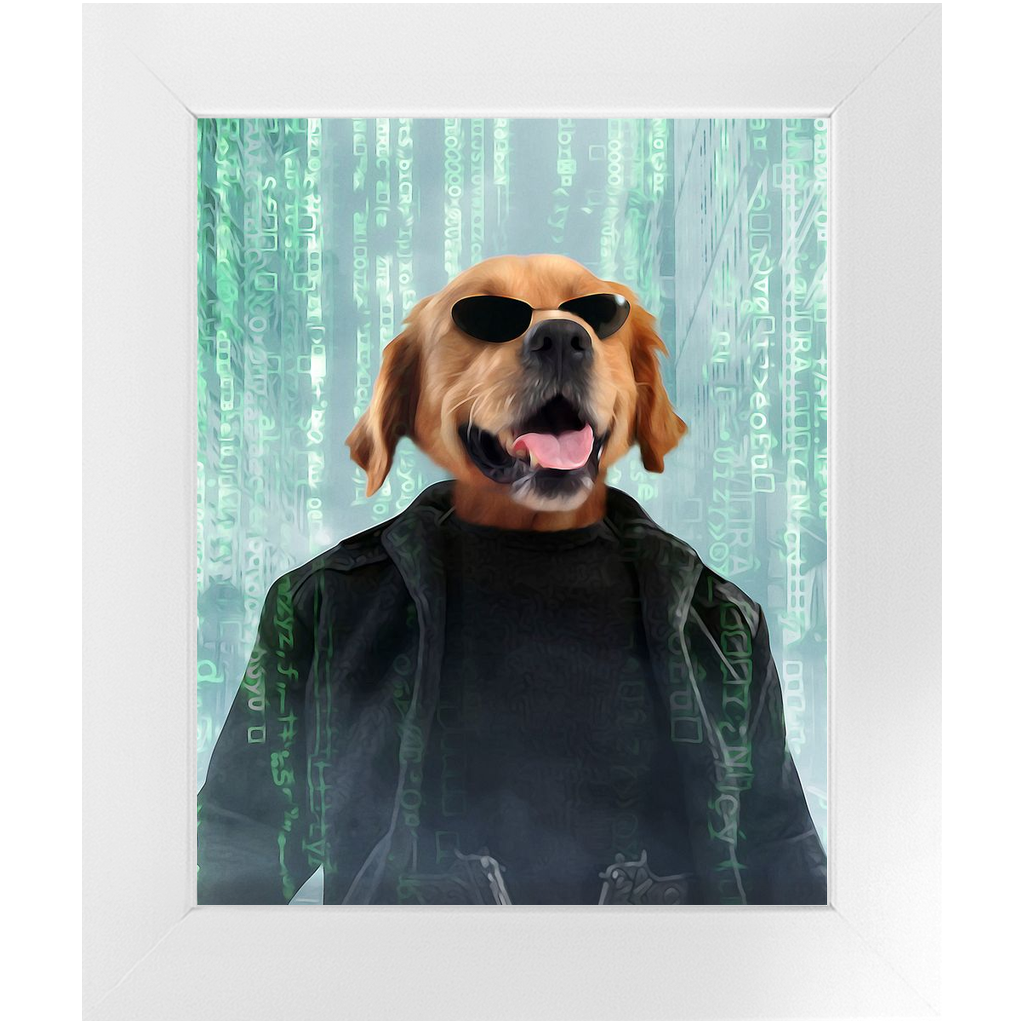 Neo Barksist - The Matrix Inspired Custom Pet Portrait Framed Satin Pa ...